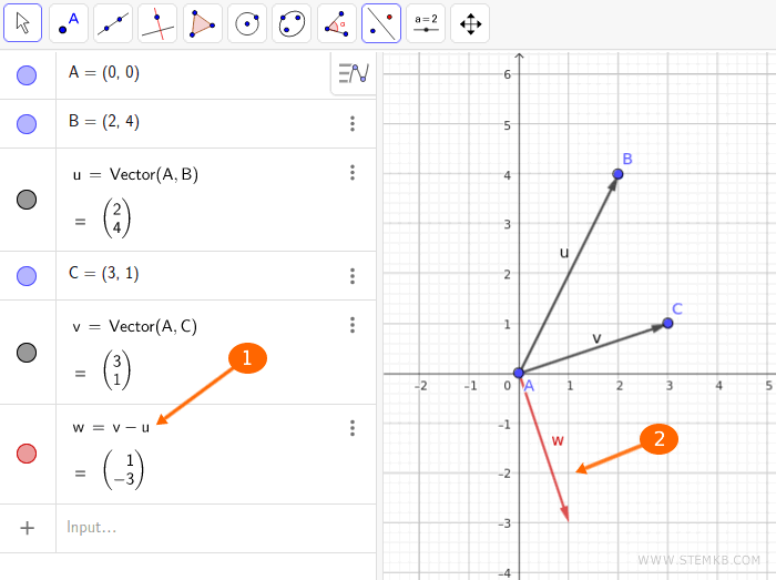 Vector Subtraction in Geogebra - Andrea Minini